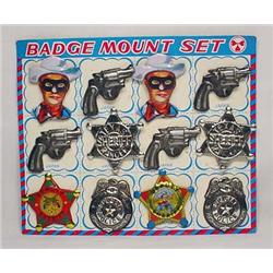 VINTAGE TIN LITHO BADGE MOUNT SET - 12 Tin Litho C