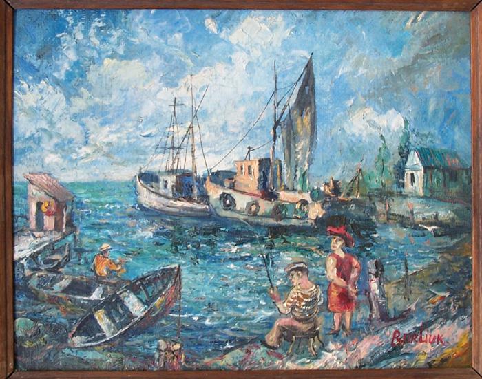 DAVID BURLIUK Signed Oil Painting Russian