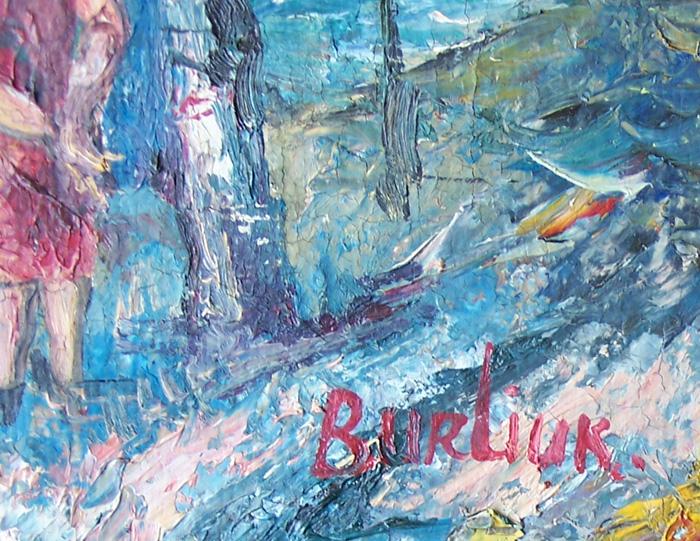 DAVID BURLIUK Signed Oil Painting Russian