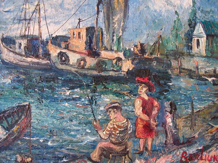 DAVID BURLIUK Signed Oil Painting Russian