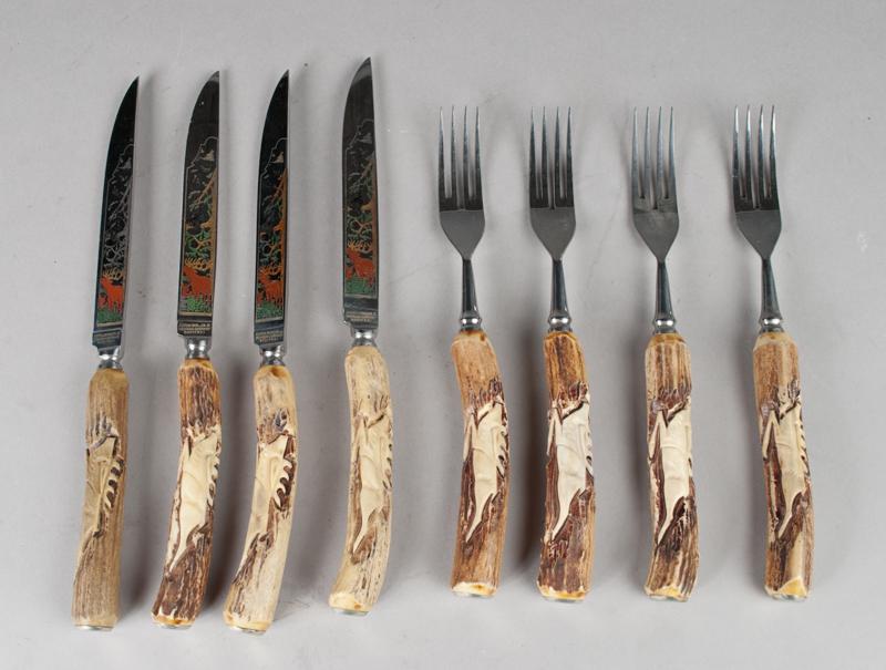 (8) Vintage Anton Wingen Jr. Stag Fork & Knives
