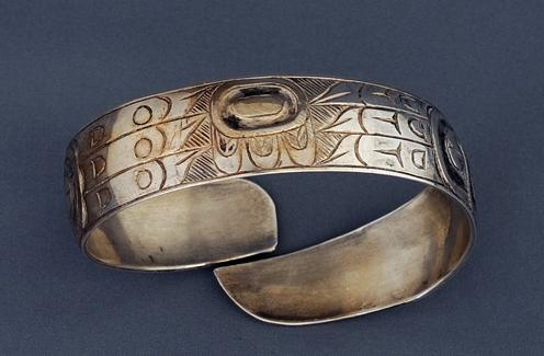 Victor Adams Silver Bracelet with Raven and Eagle Design Signed and ...