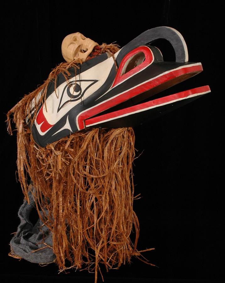 Beau Dick Crooked Beak Mask with Hamatsa Skull Rattle - Has been Danced ...