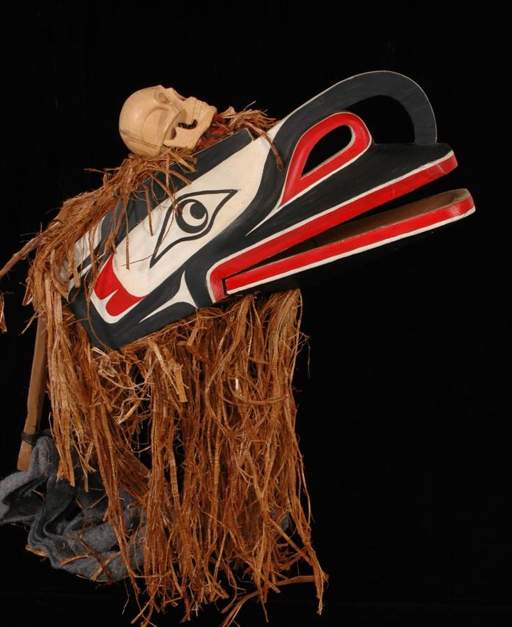 Beau Dick Crooked Beak Mask with Hamatsa Skull Rattle - Has been Danced ...