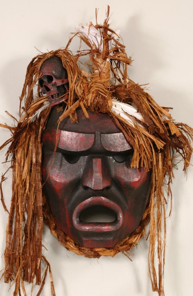 Beau Dick Bukwus Mask with Hamatsa Skull on Top 32" H. 21" W. Good ...