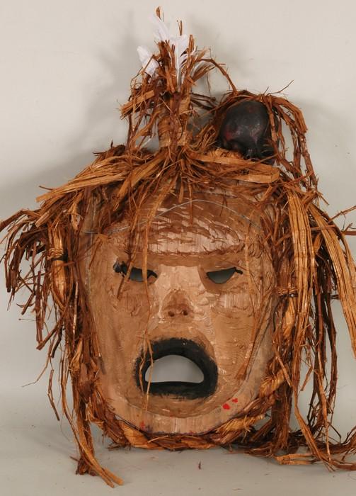 Beau Dick Bukwus Mask with Hamatsa Skull on Top 32" H. 21" W. Good ...