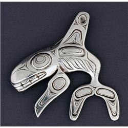 Bill Reid Silver Killer Whale Brooch Signed Reid - '70 2 1/4" H. 2 1/4 ...
