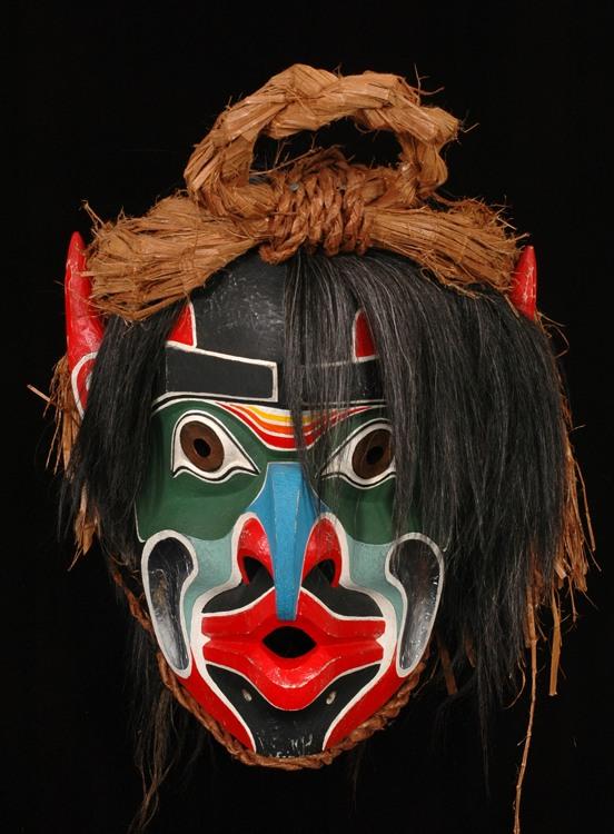 Kwaguilth Bukwus Mask Carved by Beau Dick 19" H. 15" W. Fine Condition