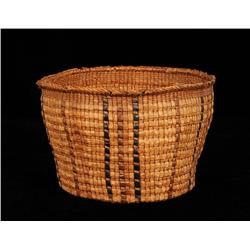 Tlingit Cedar and Tule Basket 9 1/2" D. 6 1/2" H. Good Condition with ...