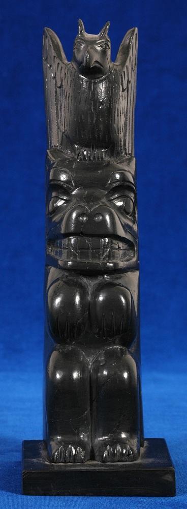 Haida Argillite Totem Carved with Thunderbird and Bear Attributed to ...
