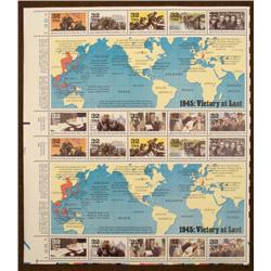 1945 VICTORY AT LAST WWII COMMEM FULL SHEET STAMPS 32C