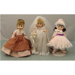 3 Madame Alexander Mini Dolls Meg, Little Miss, Bride