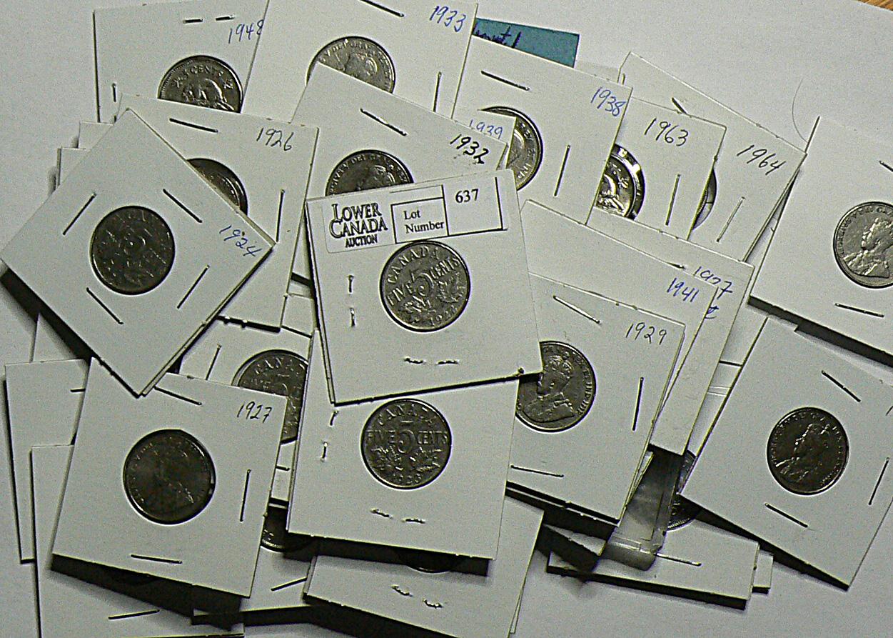 Lot of 5 cents, 44 pces, 1922 to 1967, missing 1925, 1956, 1957, 1958 ...