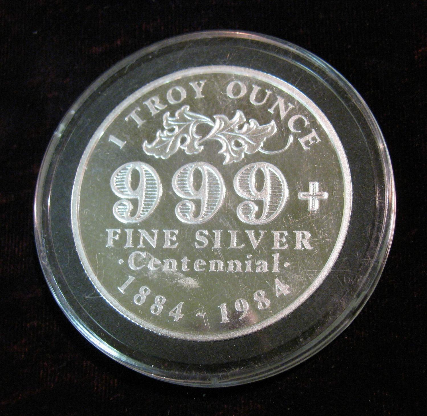 1548. 1884-1984 Wallace, Idaho Silver Capitol of the World 1 Troy Ounce