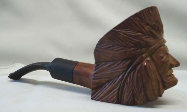 Vintage Italian Hand Carved Indian Head Pipe