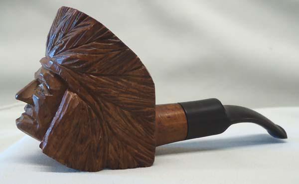 Vintage Italian Hand Carved Indian Head Pipe