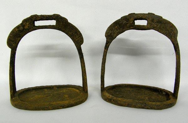 Pair Antique Cast Iron Chinese Stirrups
