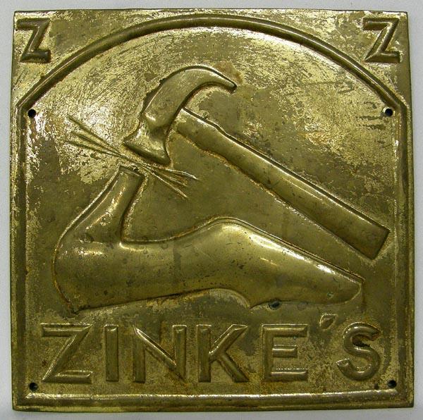 Antique Zinkes Bronze Shoe Cobbler Sign