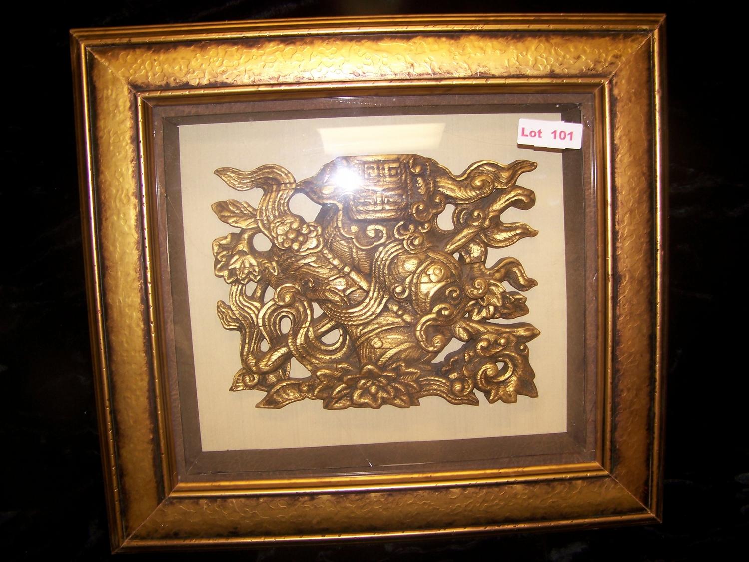 Custom framed shadow box w/ decorative wood object