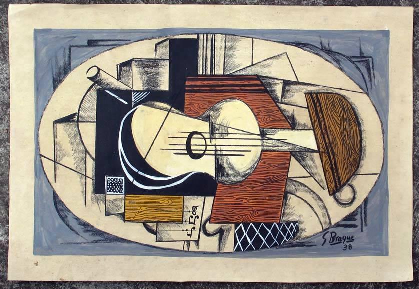 GUITAR AFTER GEORGES BRAQUE DRAWING