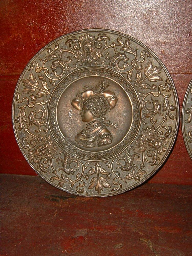 Victorian Decorative Plate, Cast iron, bronze plated, ca. 1880, 13 ...