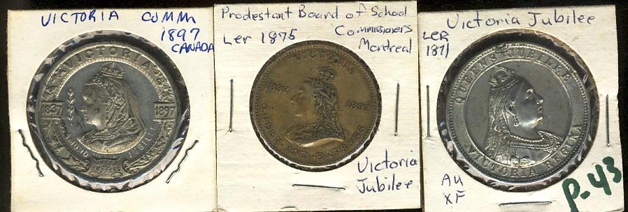 Lot of 3 Victorian medals; Victoria Jubilee Leroux 1871, Protestant ...