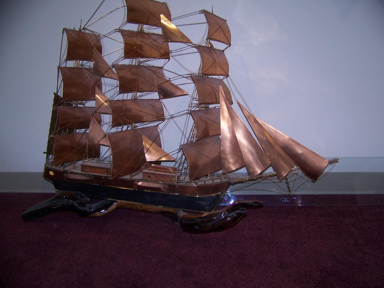 Large Brass and Copper Clipper ship. Cutty Sark