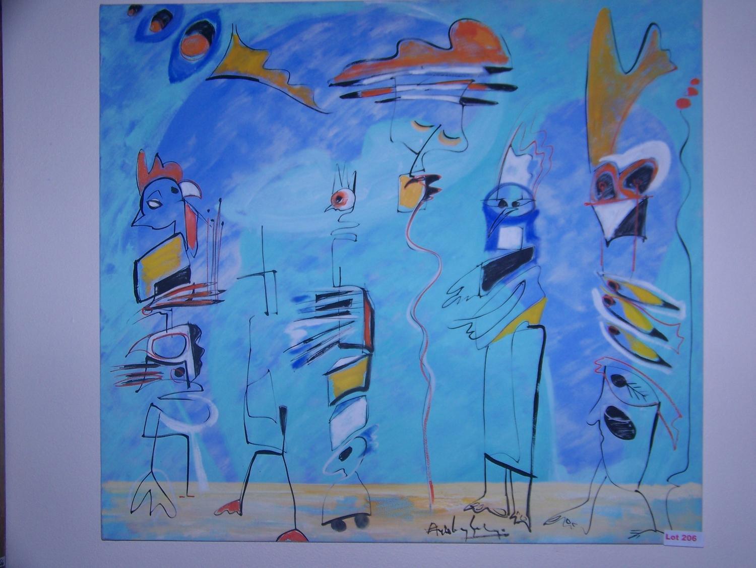 Arie Van Selm Acrylic on stretched canvas modern art painting. 36TX40W