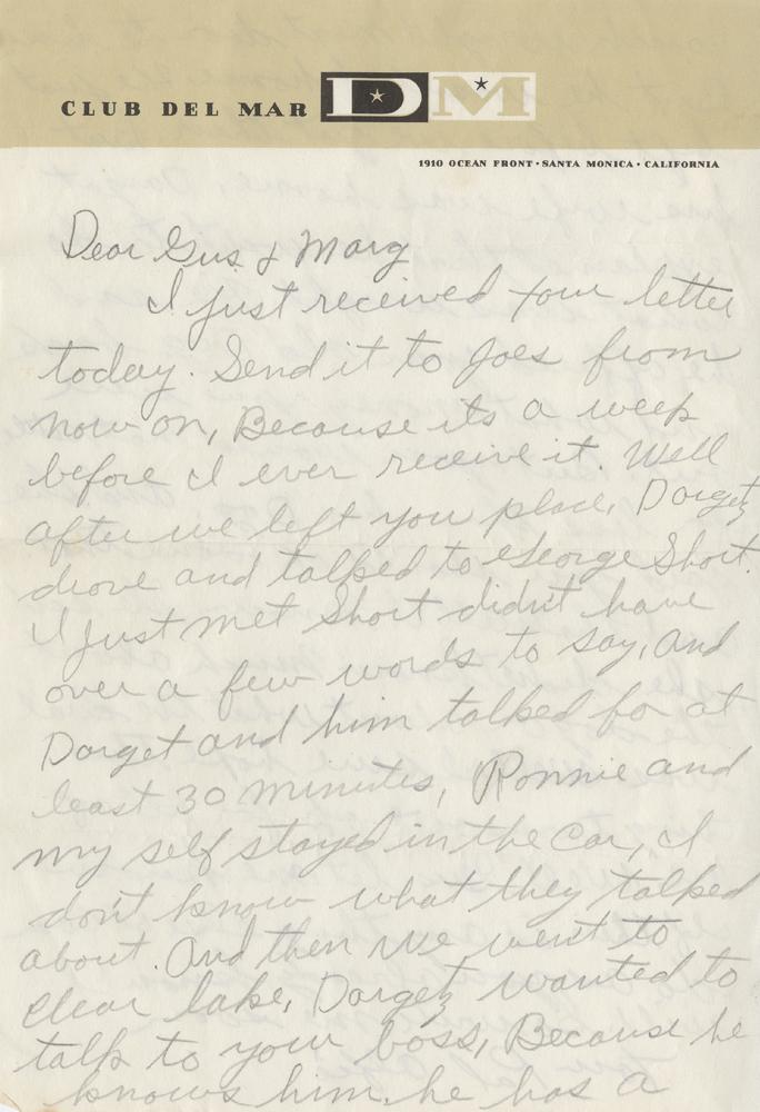 Our Gang child star Carl “Alfalfa” Switzer handwritten letters