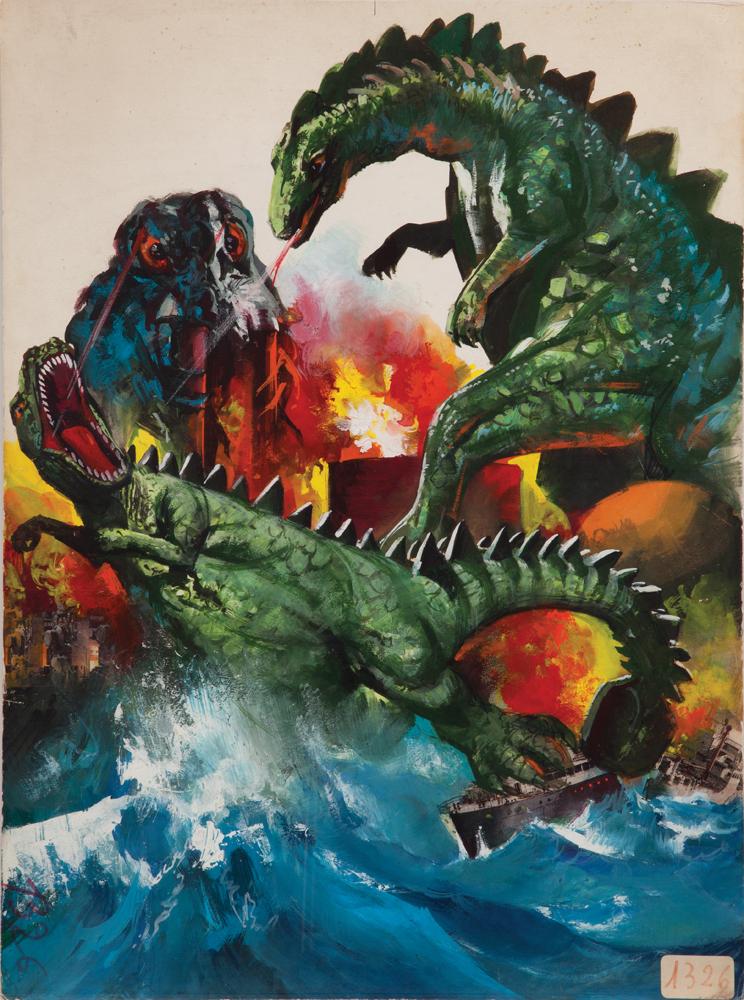 Original artwork for Italian movie poster Godzilla Furia Di Mostri ...
