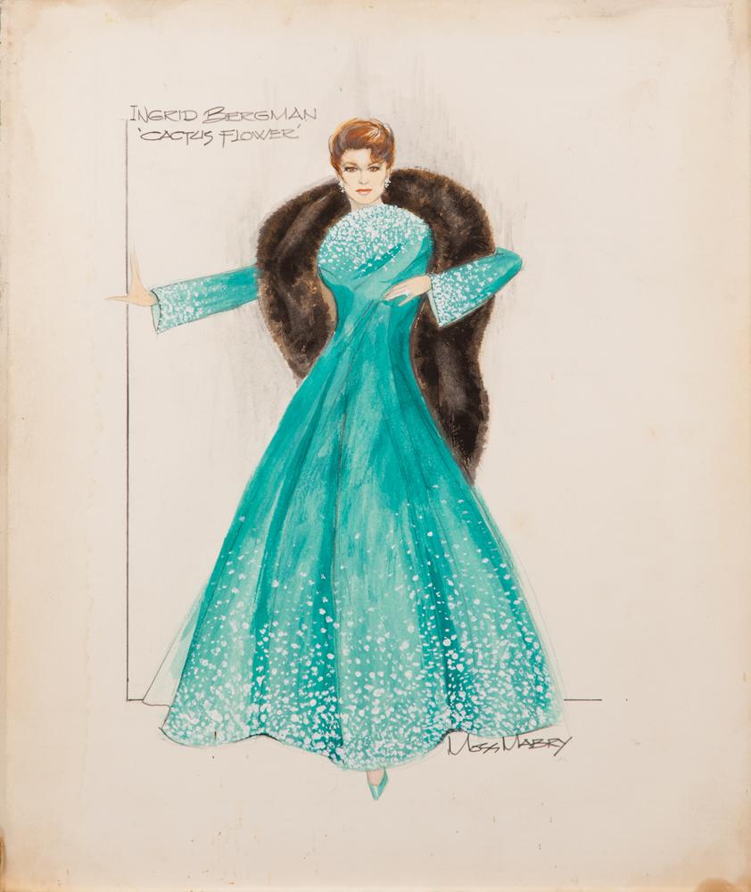 Moss Mabry costume sketch for Ingrid Bergman in Cactus Flower