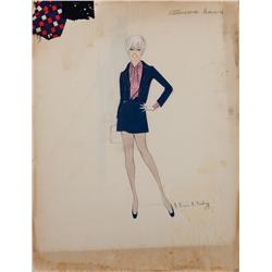 Moss Mabry costume sketch for Goldie Hawn in Cactus Flower