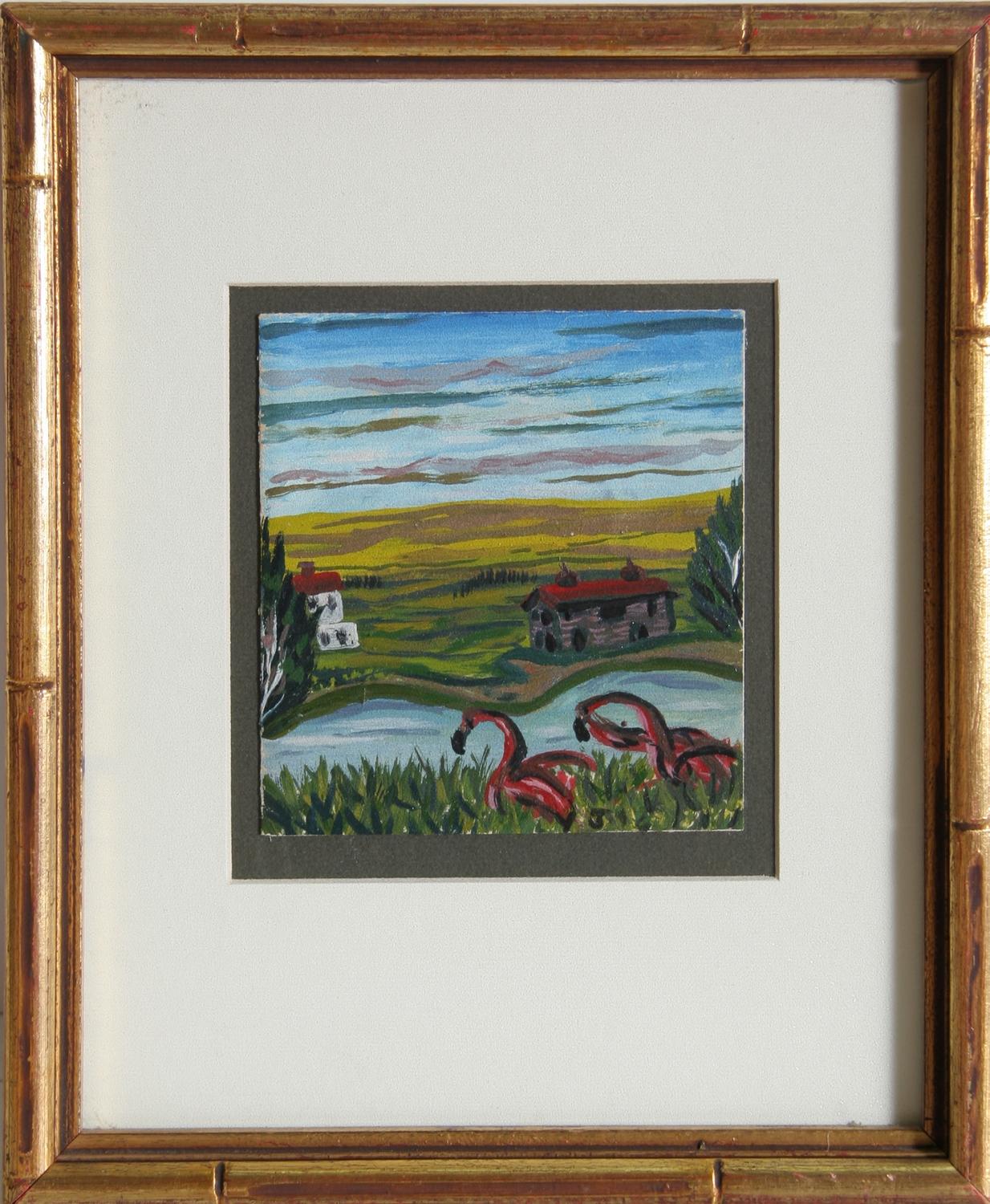 Victor Joseph Gatto, Pink Flamingos, Watercolor