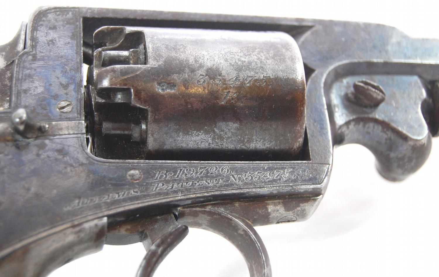 Adams double action percussion revolver w/ British Proofs, 44 caliber ...