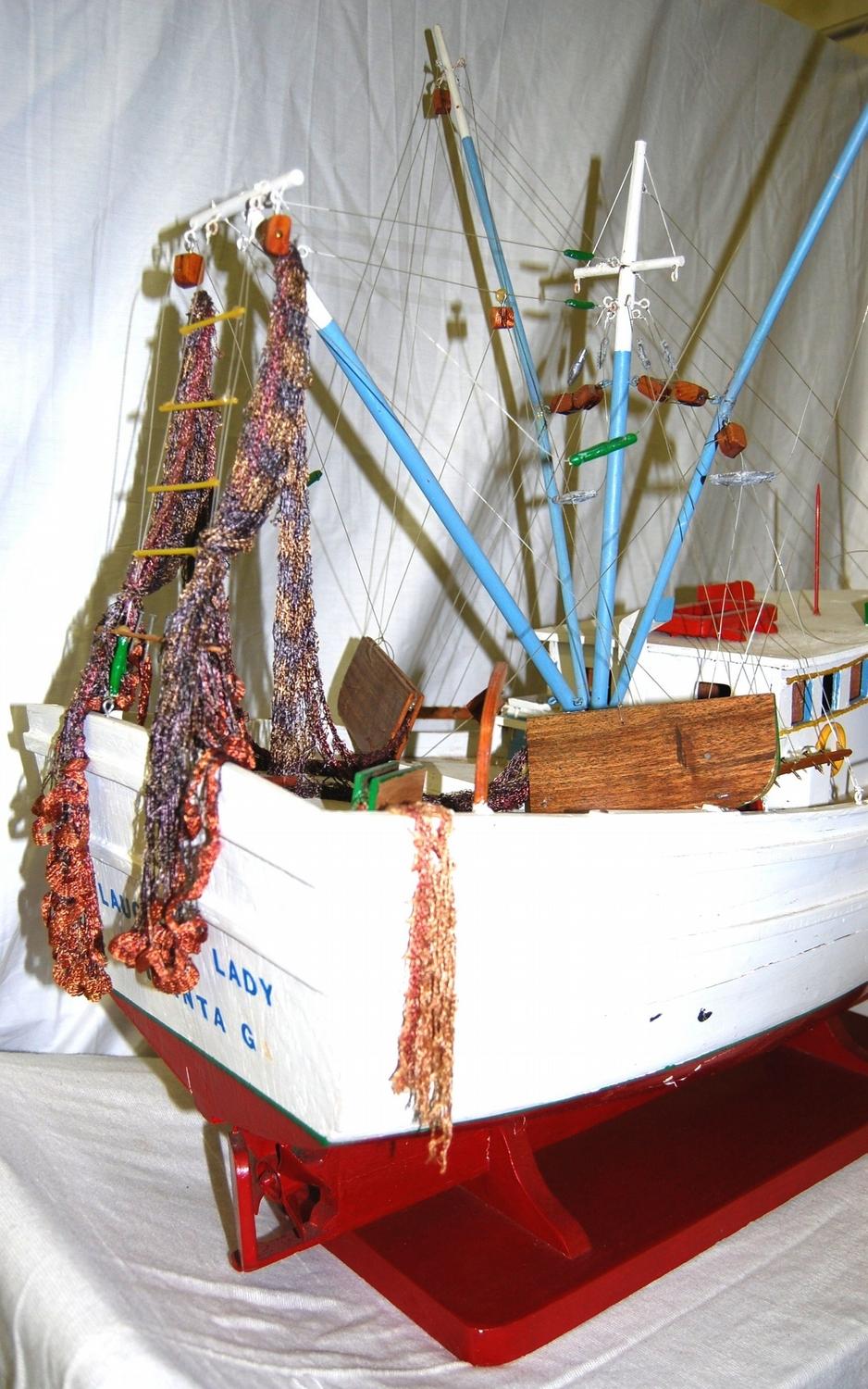 Laughing Lady Folk Art Shrimp Boat From Collection