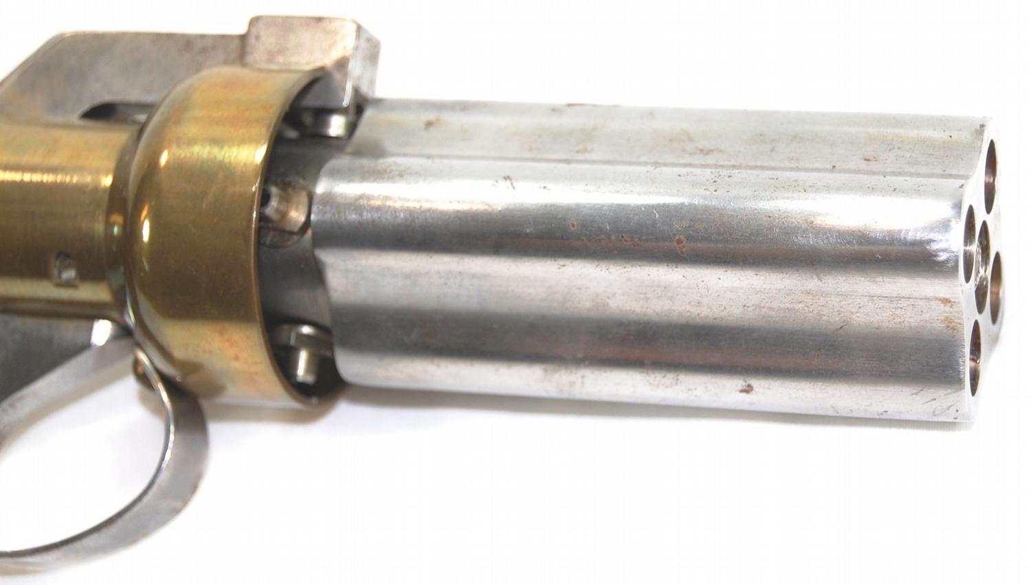 CMC Modern Produced Pepper Box, w top bar hammer Percussion Pistol