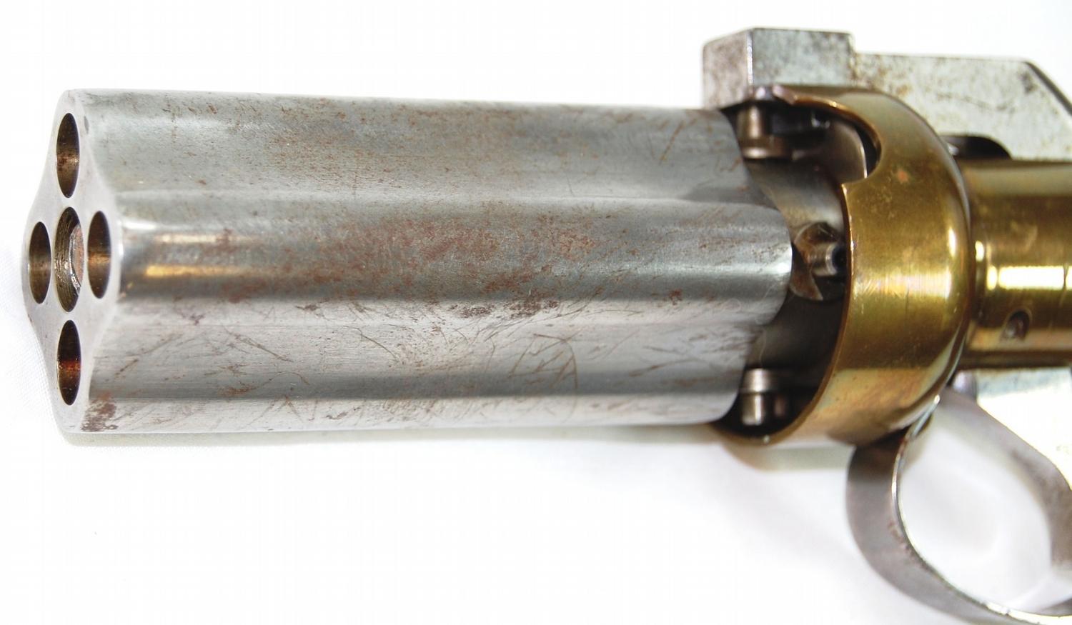 CMC Modern Produced Pepper Box, w top bar hammer Percussion Pistol