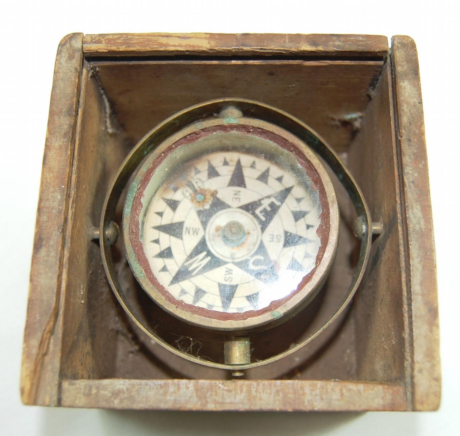 Antique Primitive Compass In Box