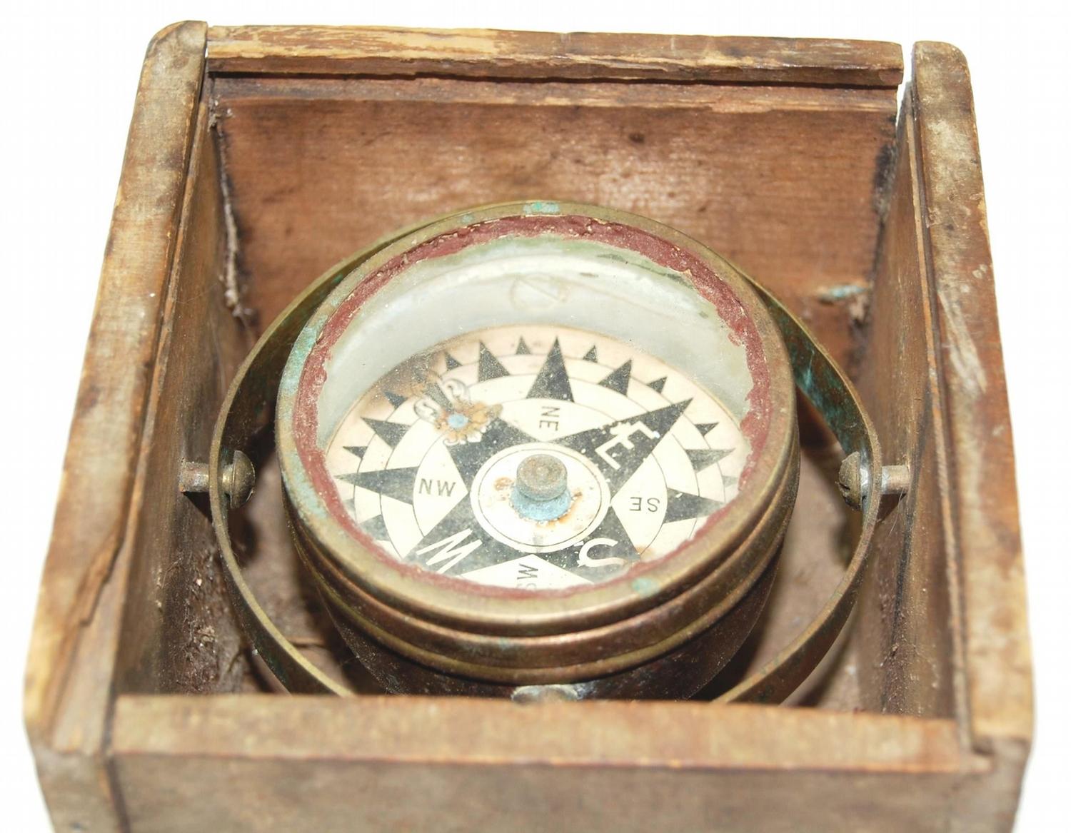 Antique Primitive Compass In Box