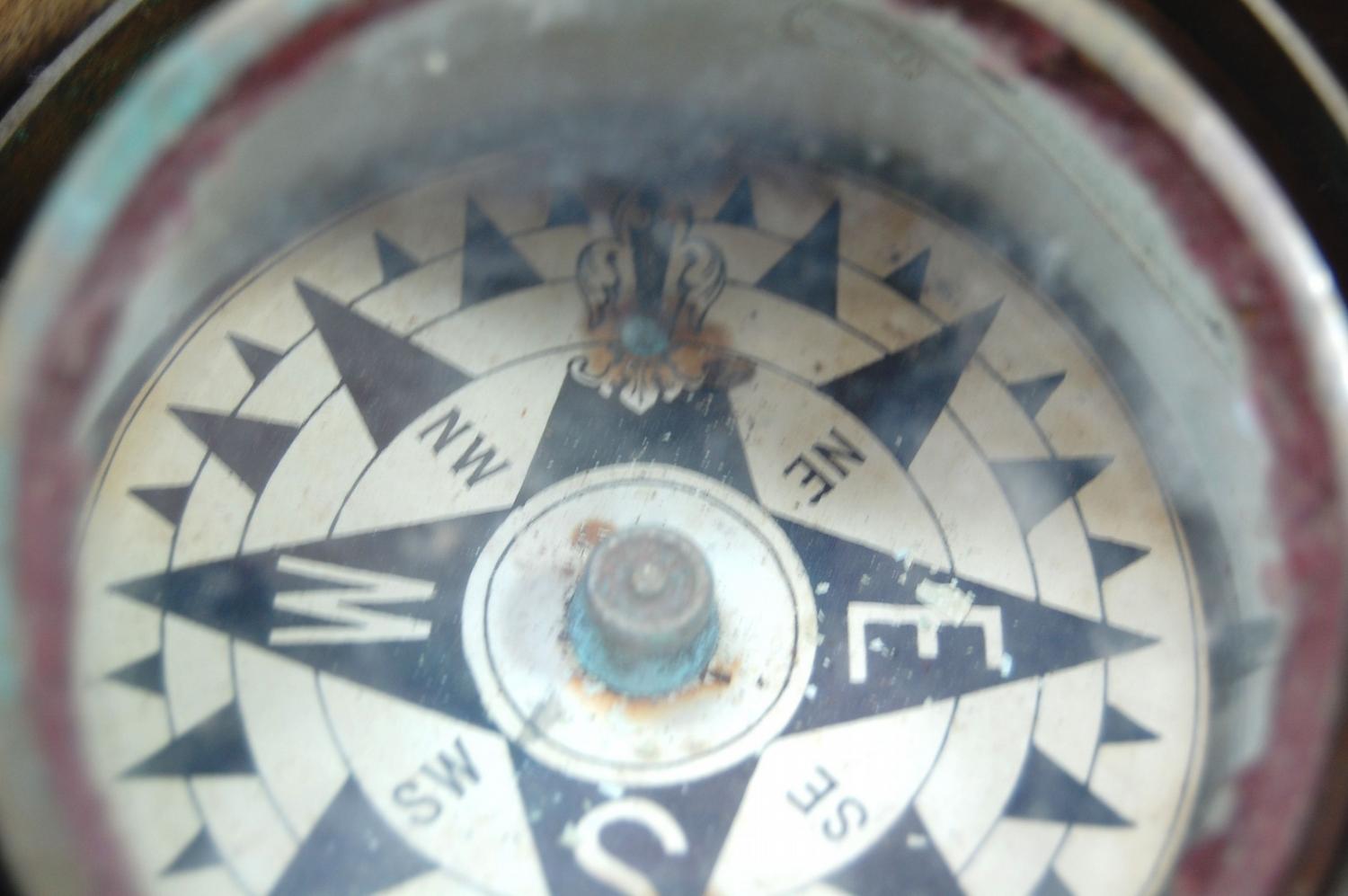 Antique Primitive Compass In Box