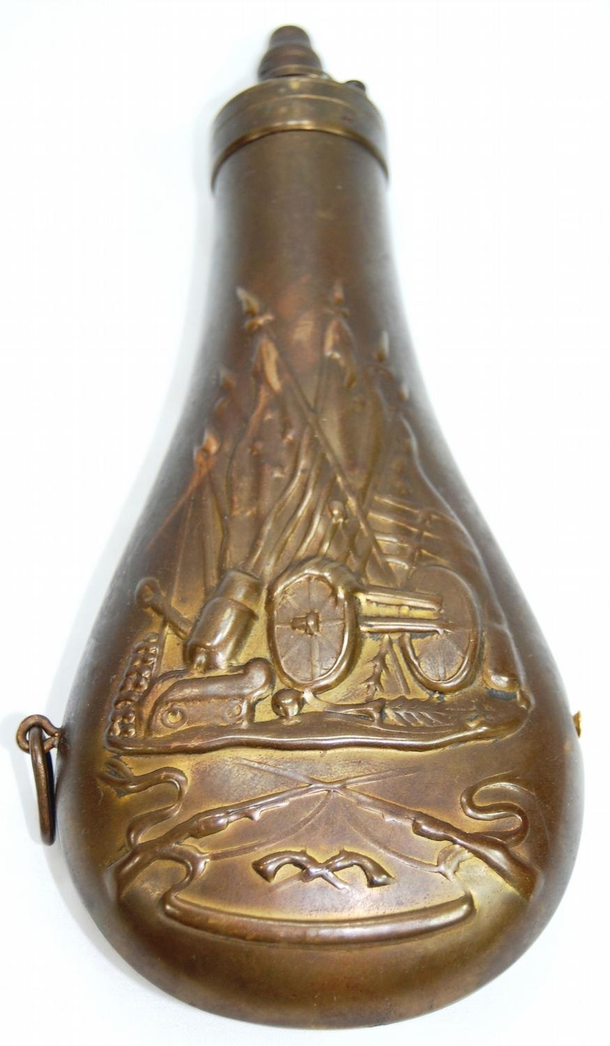 Three Brass Powder Flasks, Modern & Antique