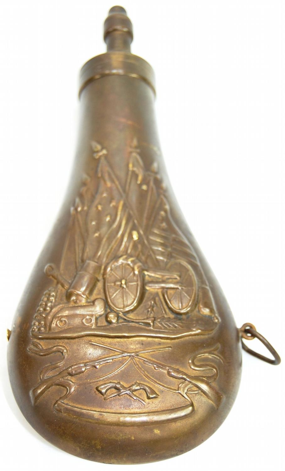 Three Brass Powder Flasks, Modern & Antique