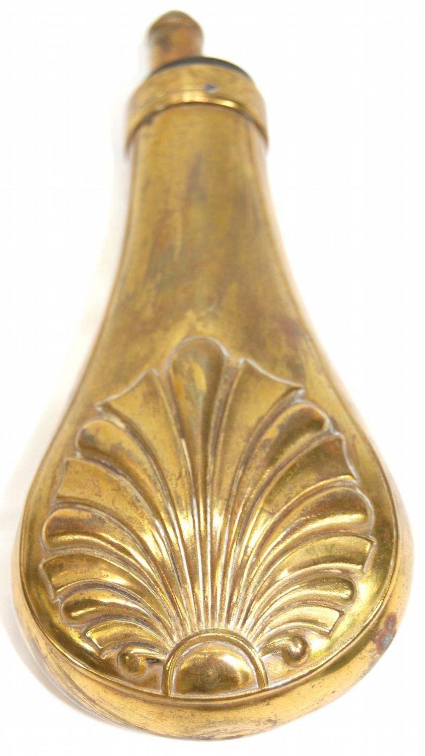 Three Brass Powder Flasks, Modern & Antique