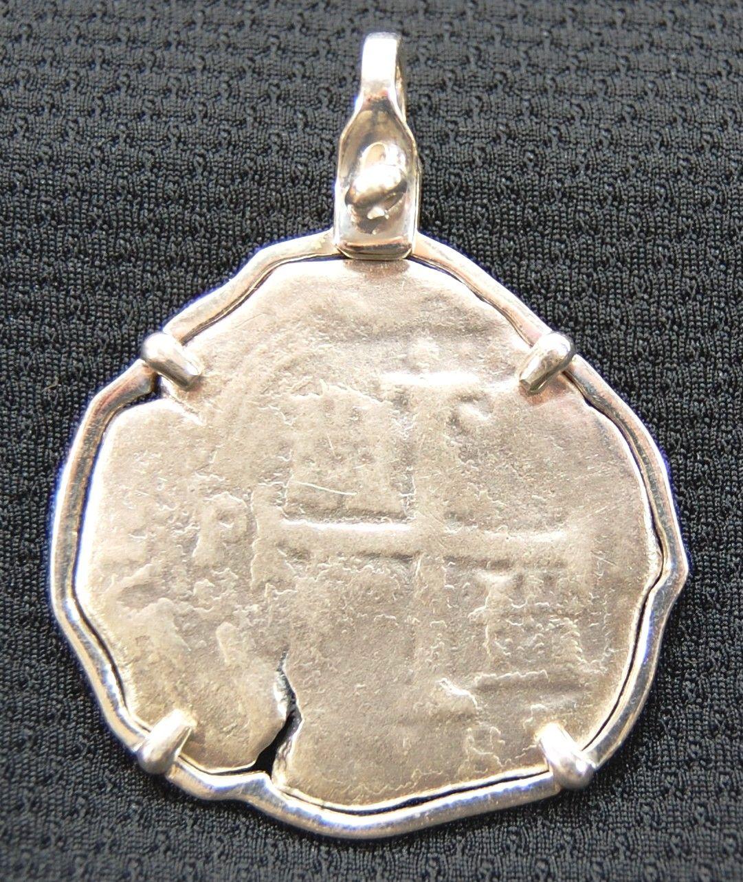Spanish Silver Shipwreck Treasure Coin w/ Sterling Pendant 1681