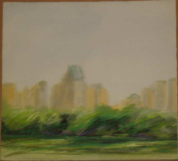 Joyce Rezendes, Central Park Spring, Signed Drawing