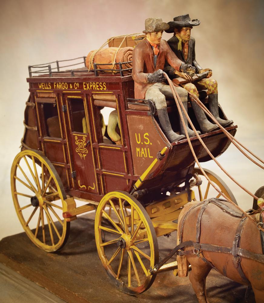 Hand Carved Vintage Wooden Stagecoach