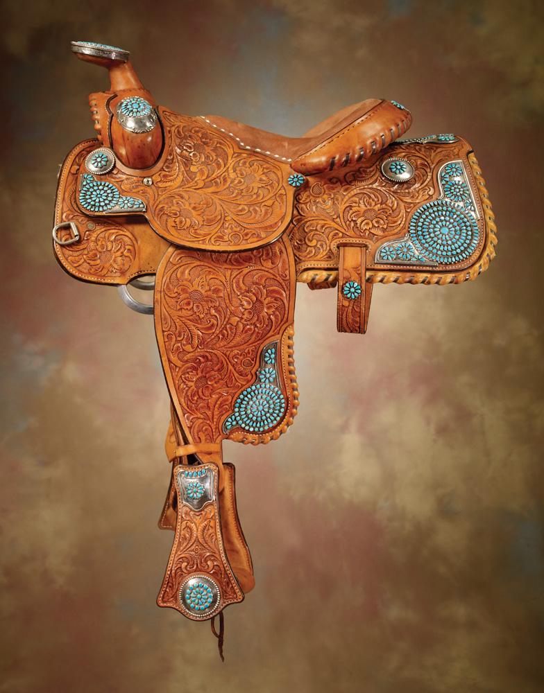 Silver & Turquoise Mounted Saddle with Breast Collar