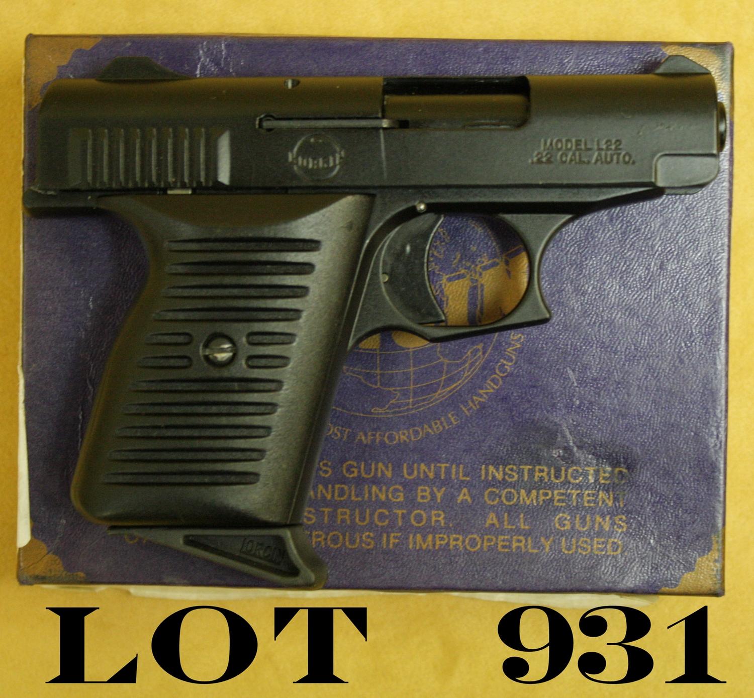 Lorcin Model L22 semi-auto pocket pistol, .22 cal., 2-1/2” barrel ...