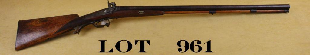 Antique European SxS percussion shotgun, back action locks, 12 gauge ...