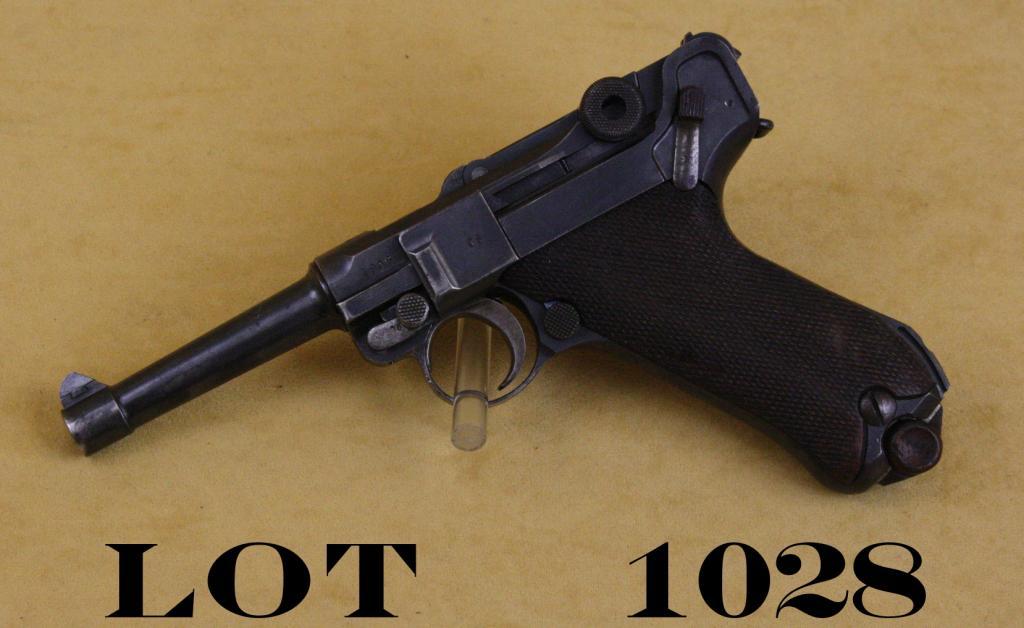 DWM Luger semi-auto pistol, 9mm cal., 4” barrel, military blue finish ...